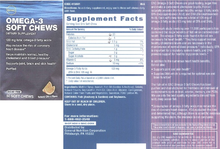 GNC - Omega-3 Soft Chews Natural Citrus Flavor - SuppCo