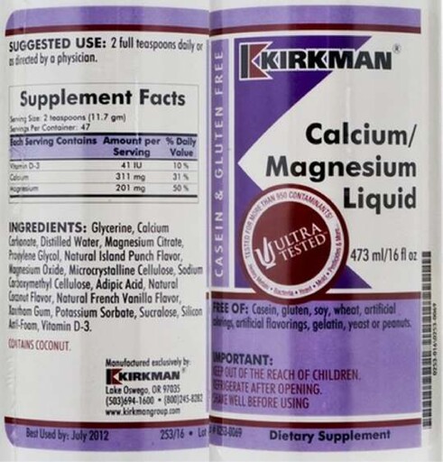 Kirkman - Calcium/Magnesium Liquid - SuppCo