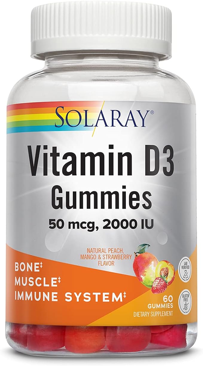 Solaray - Vitamin D3 Gummies Natural Peach, Mango & Strawberry Flavor ...