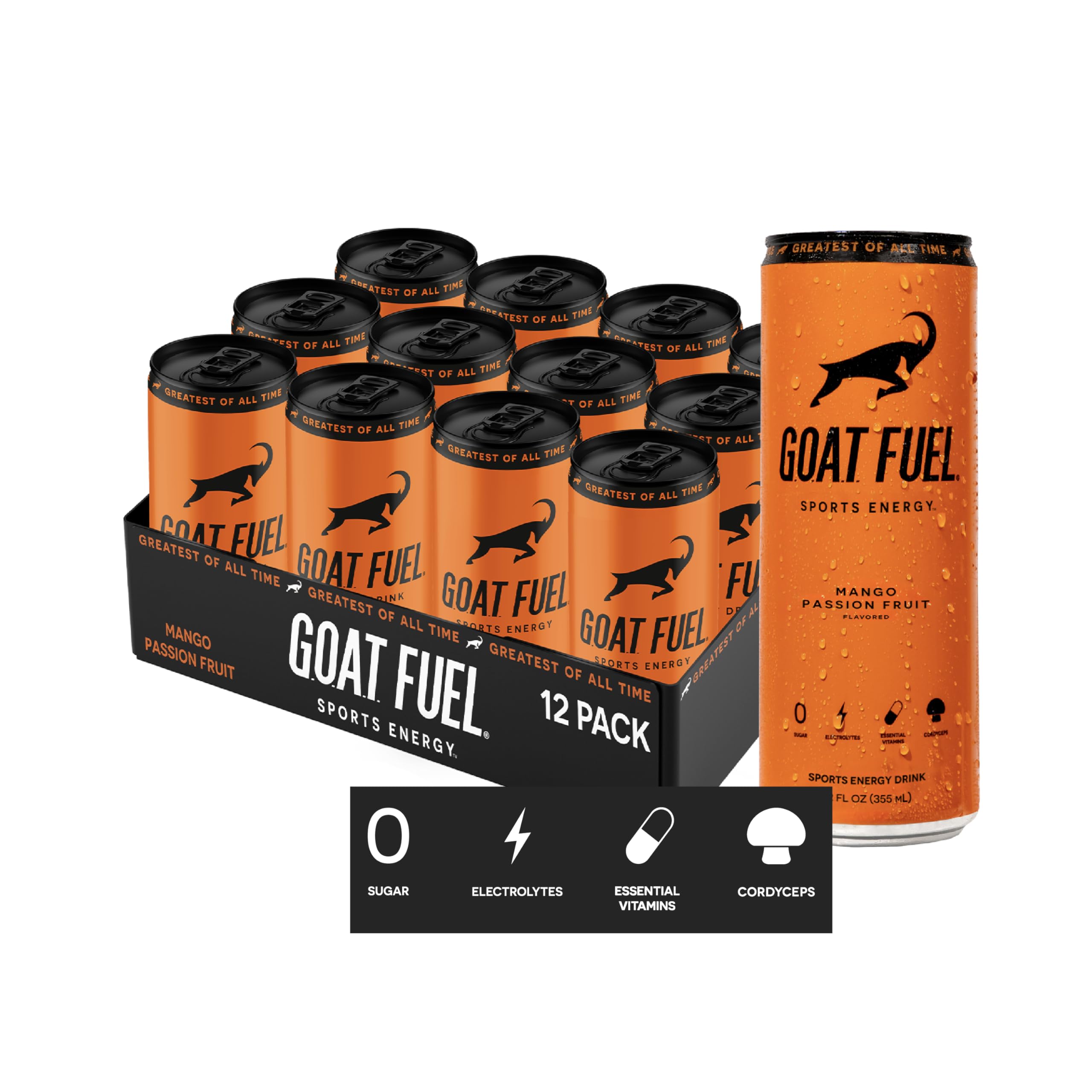 G.O.A.T. Fuel - Preworkout Sports Energy Drink (Mango Passionfruit ...