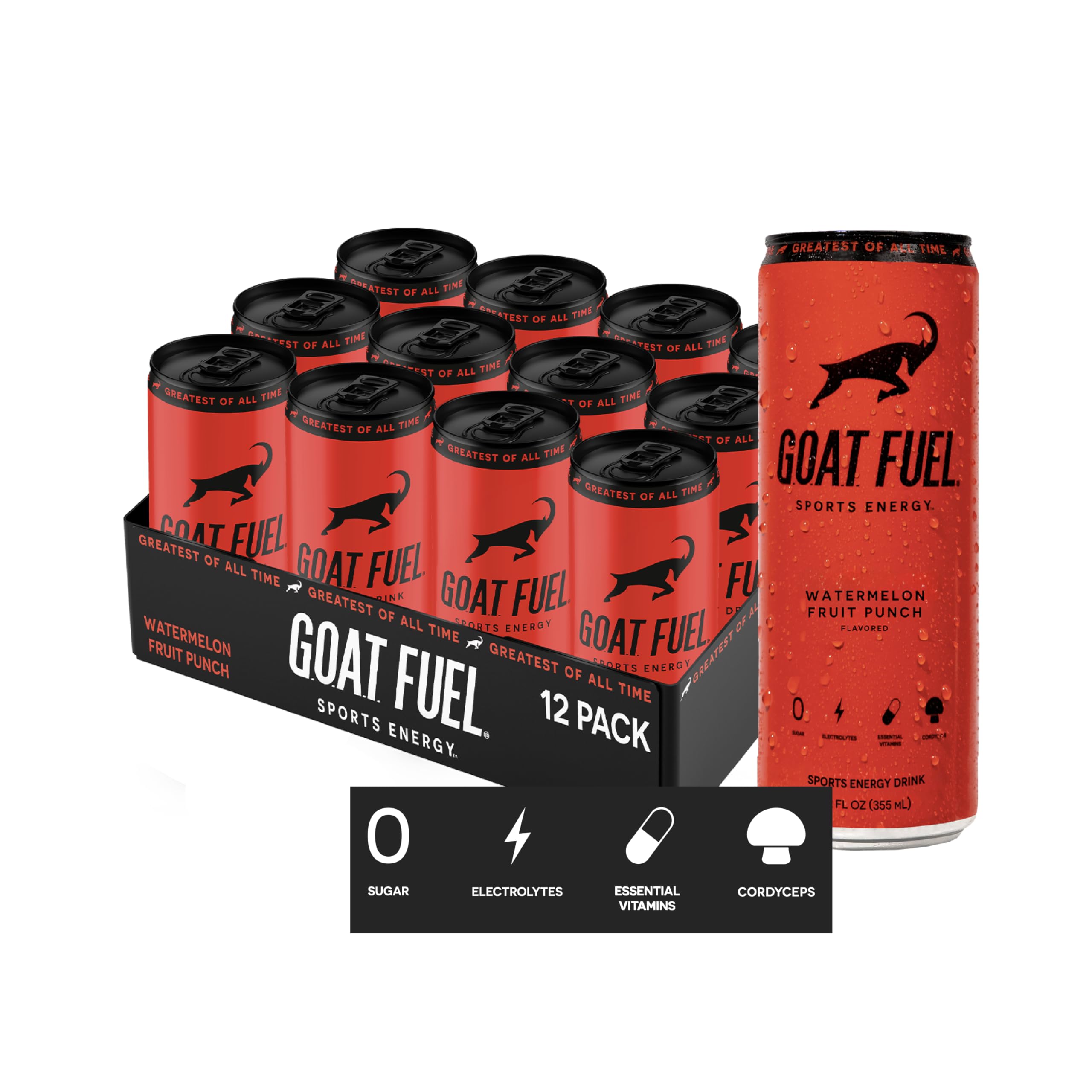 G.O.A.T. Fuel - Preworkout Sports Energy Drink (Watermelon Fruit Punch ...