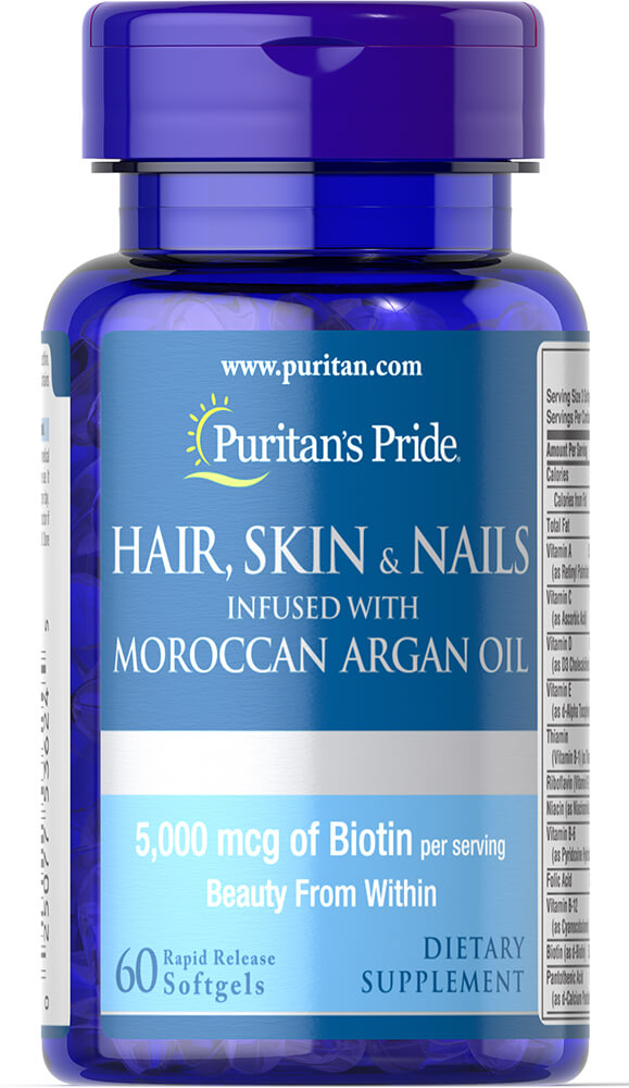 Puritan's Pride - Hair, Skin & Nails infused with Moroccan Argan Oil ...