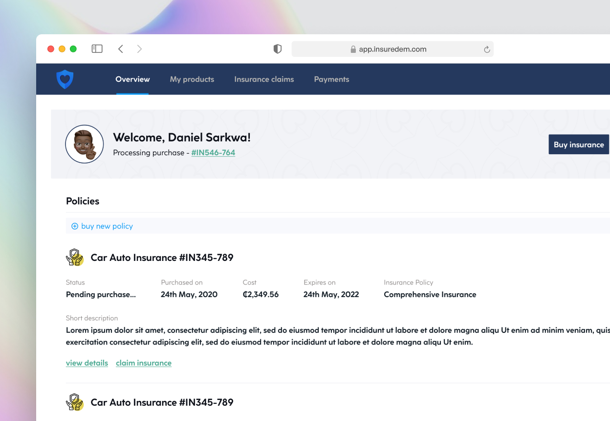 InsureDem | Daniel Sarkwa - Portfolio
