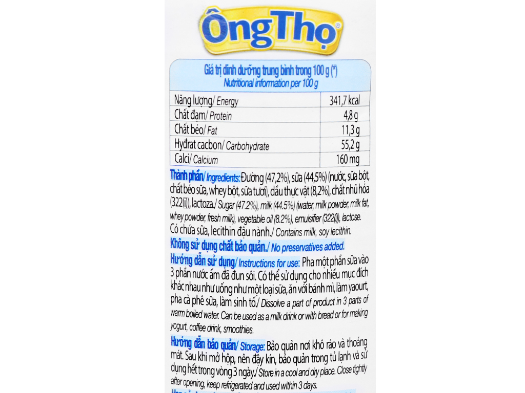 Vinamilk Ong Tho Condensed Milk, 380g/Can, 24 Pack/Box | Dakoli