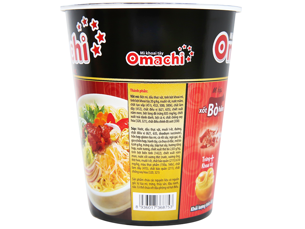 Omachi Potato Noodles with Stewed Beef Sauce 68g, Box of 12 Cups | Dakoli
