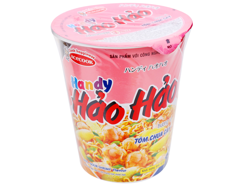 Acecook Handy Hao Hao spicy and sour shrimp noodles 67g, Box of 12 Cups ...