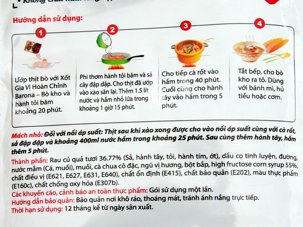 Barona Braised Beef Complete Seasoning Sauce, 80g - Box of 24 Packets ...