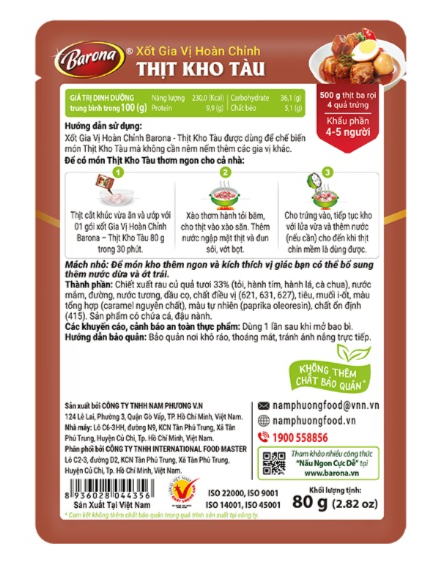 Barona Complete Seasoning Sauce - Braised Meat, 80g - Box of 24 Packets ...