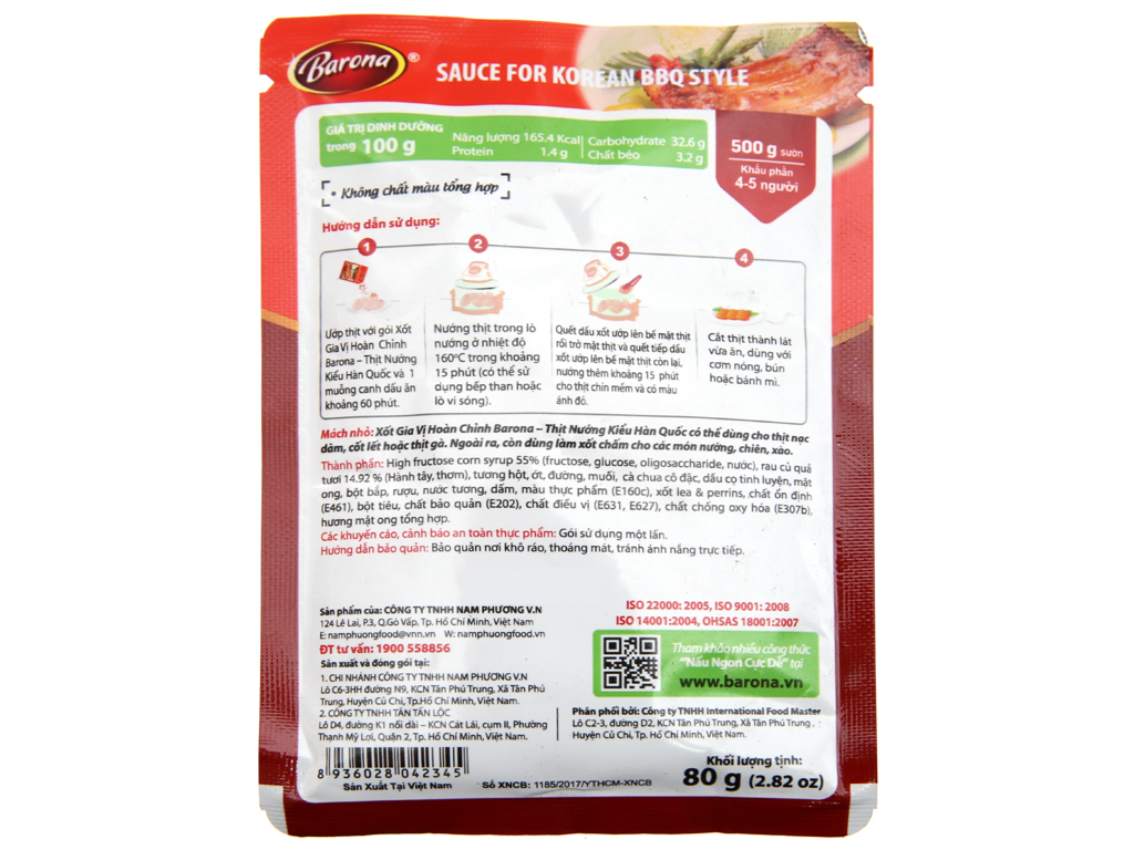 Barona Korean-Style Barbecue Marinade, 80g pack, Box of 24 Packets | Dakoli