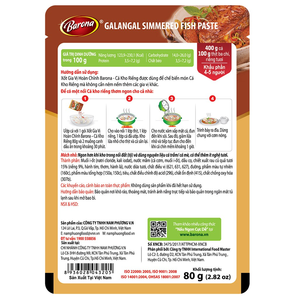 Barona Complete Spice Sauce – Braised Galangal 80g - Box of 24 Packets ...