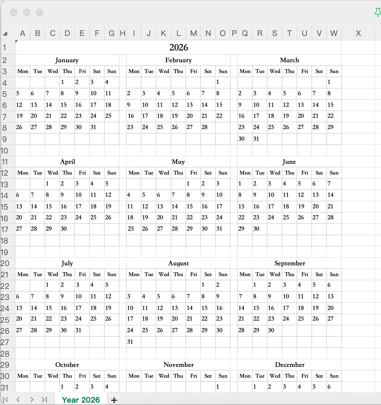 Printable Calendar Downloads