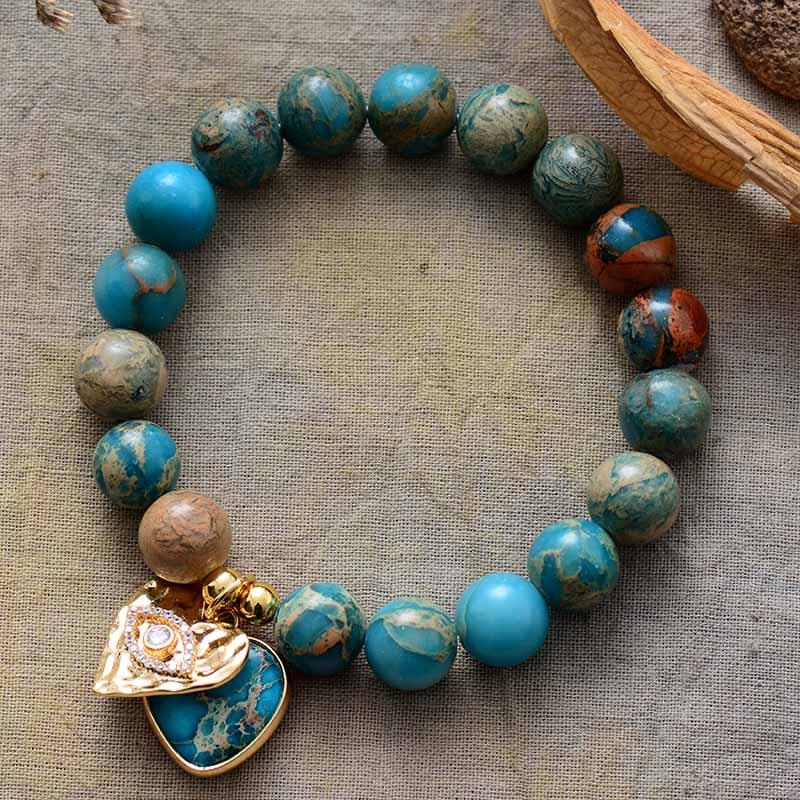 Hyacinth Heart Charm Stretchy Bracelet | Treasure Jewelry