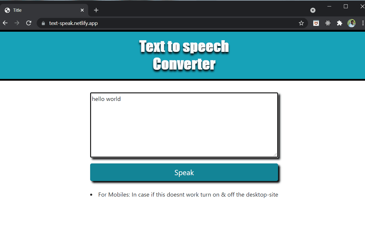 Text to speech Converter