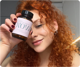 Happy woman with Nova supplements