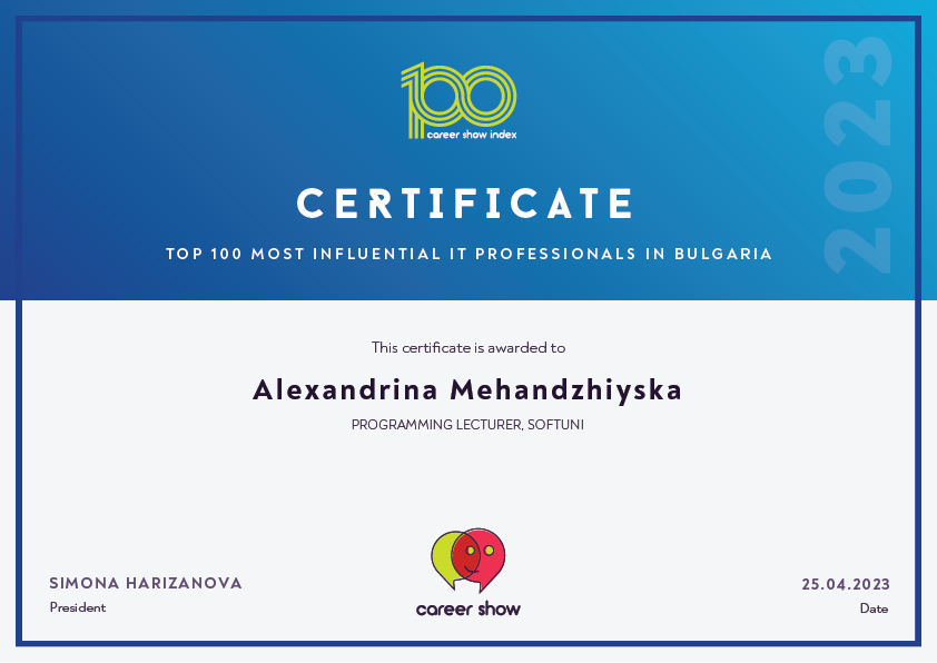 Alexandrina Mehandzhiyska - SoftUni BUDITEL | LinkedIn