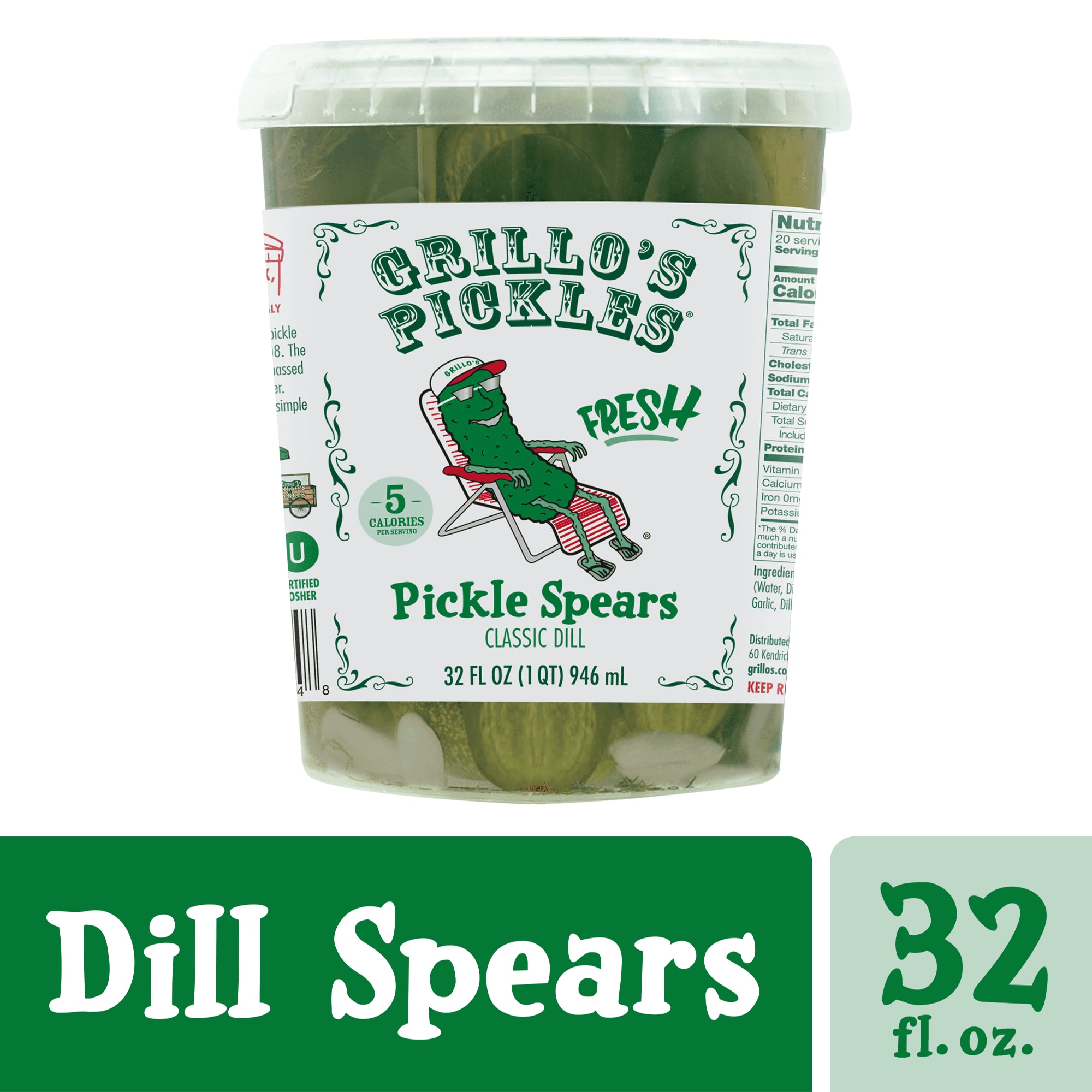 Grillo's Pickles 32oz Classic Dill Spears - DroneUp Delivery