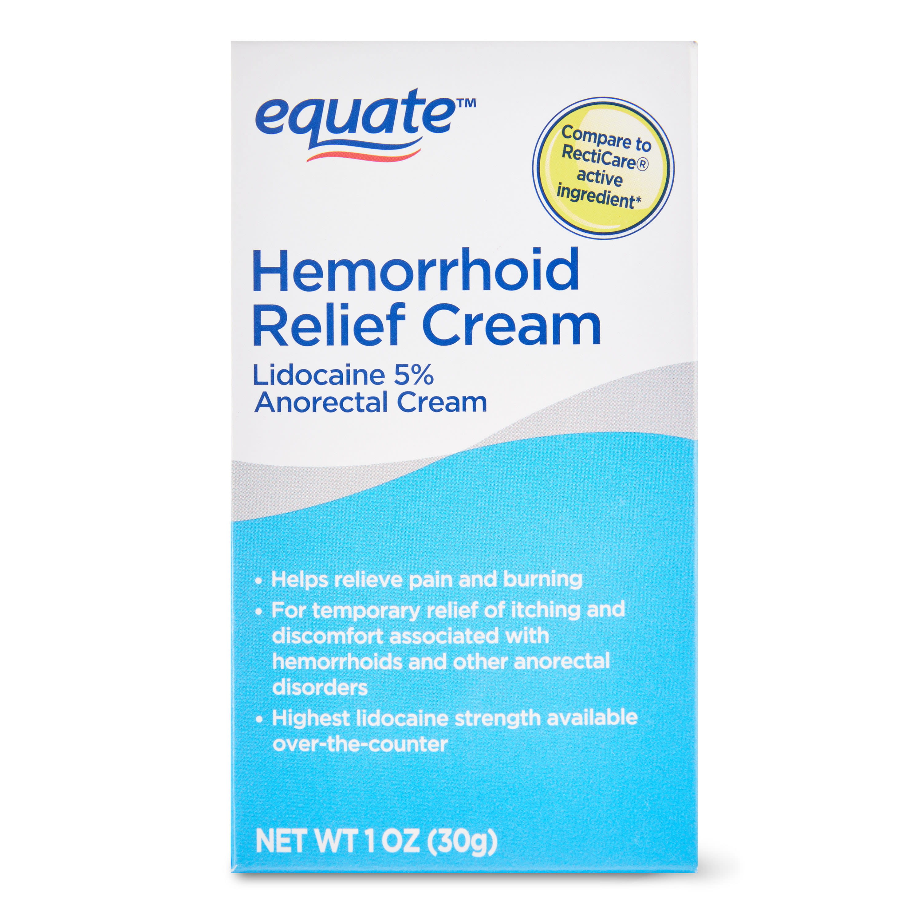 Equate Hemorrhoid Relief Cream with 5% Lidocaine Topical Ointment ...