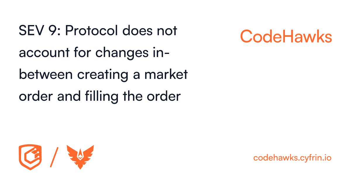 Cyfrin CodeHawks | #519 - SEV 9: Protocol does not account for changes in-between creating a ...