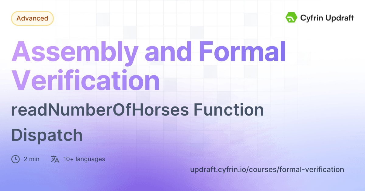 Assembly and Formal Verification - readNumberOfHorses Function Dispatch