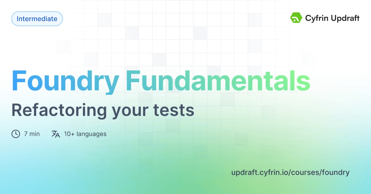 Video Foundry Fund Me Refactoring Your Tests Foundry Fundamentals
