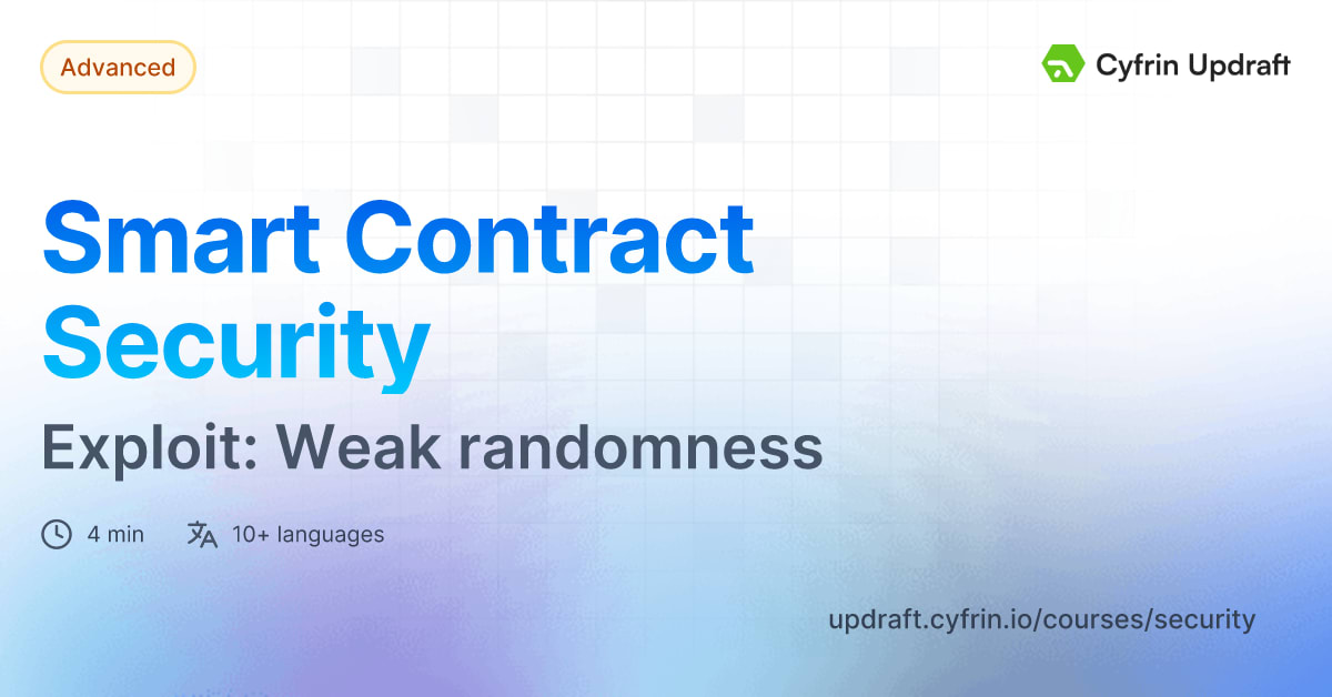 Video: Puppy raffle - Exploit: Weak randomness - Smart Contract Security
