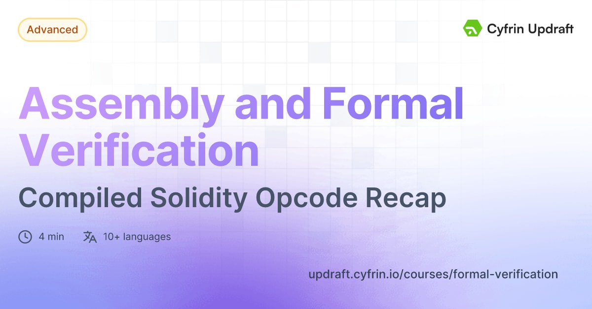 Assembly and Formal Verification - Compiled Solidity Opcode Recap