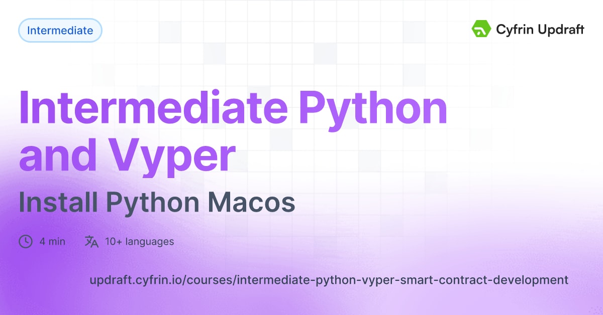 Video Python In Updraft Install Python Macos Intermediate Python And Vyper