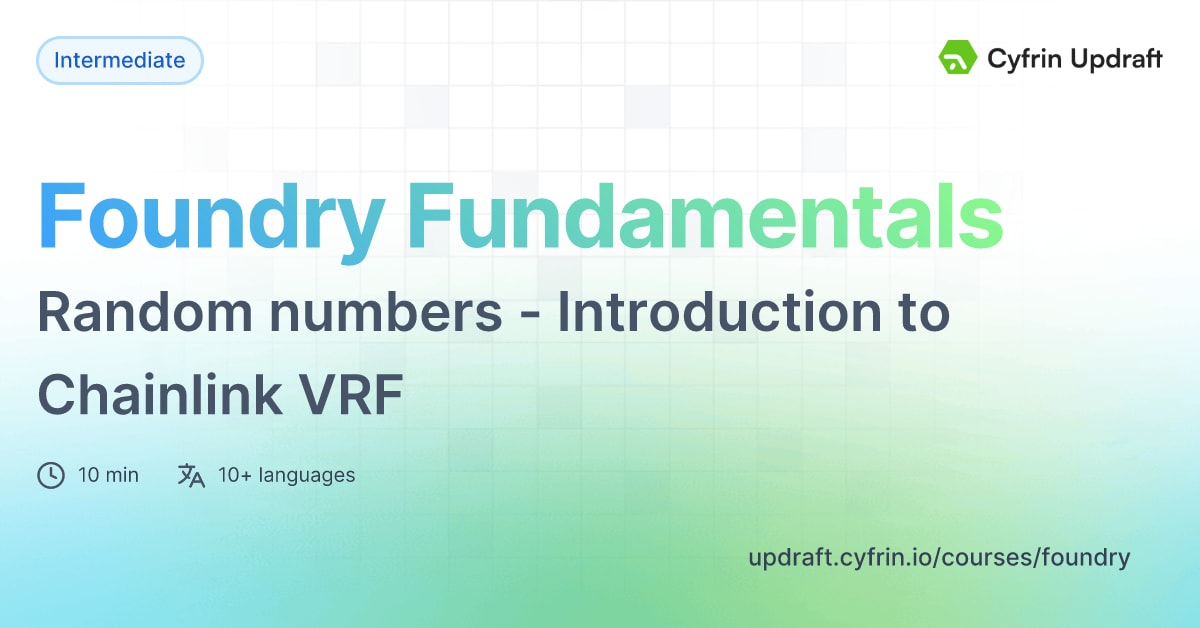 Video - Smart Contract Lottery - Random numbers - Introduction to Chainlink VRF - Foundry ...