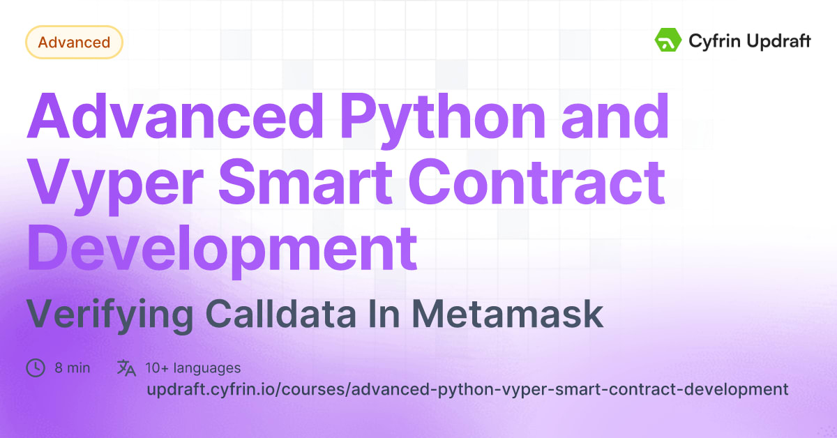 Video: Moccasin NFT - Verifying Calldata In Metamask - Advanced Python and Vyper Smart Contract ...