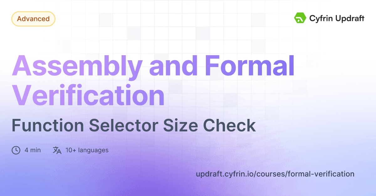 Assembly and Formal Verification - Function Selector Size Check