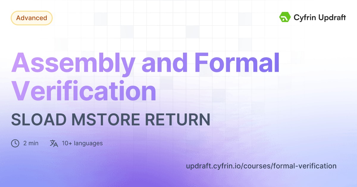 Assembly and Formal Verification - SLOAD MSTORE RETURN