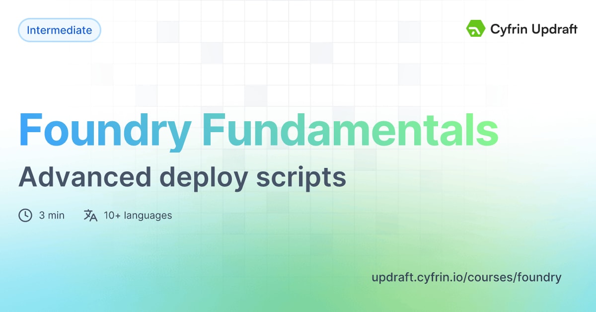 Video: Foundry Fund Me - Advanced deploy scripts - Foundry Fundamentals