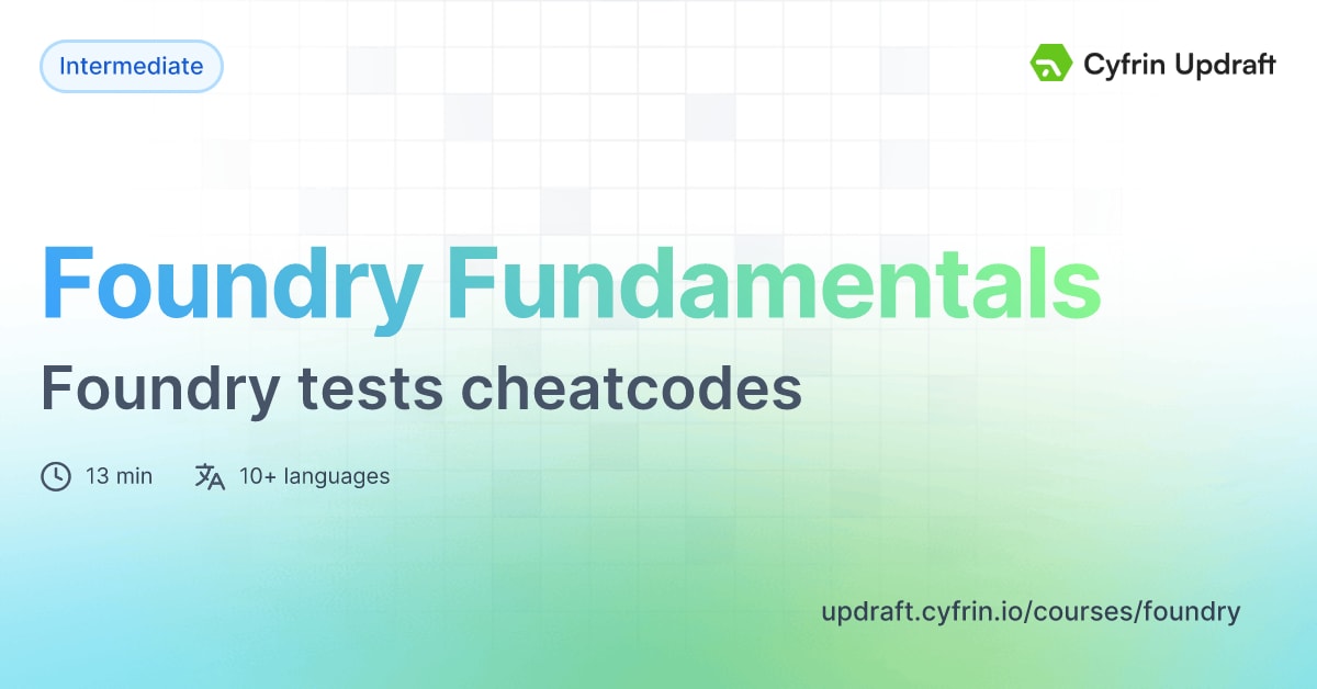 Video - Foundry Fund Me - Foundry tests cheatcodes - Foundry Fundamentals