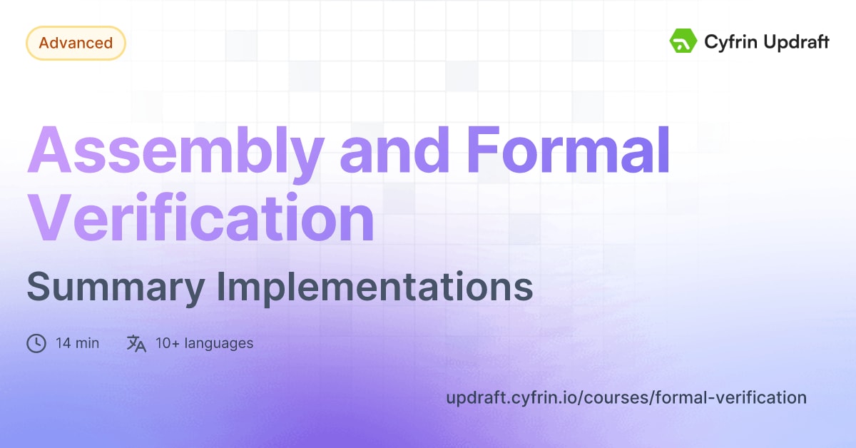 Assembly and Formal Verification - Summary Implementations