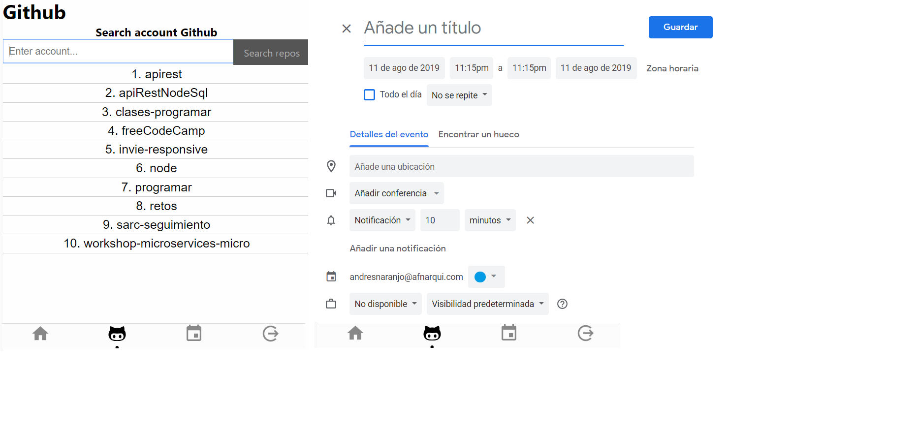 GitHub - afnarqui/loginGithubGoogleCalendar: project of lists what search in github and google ...