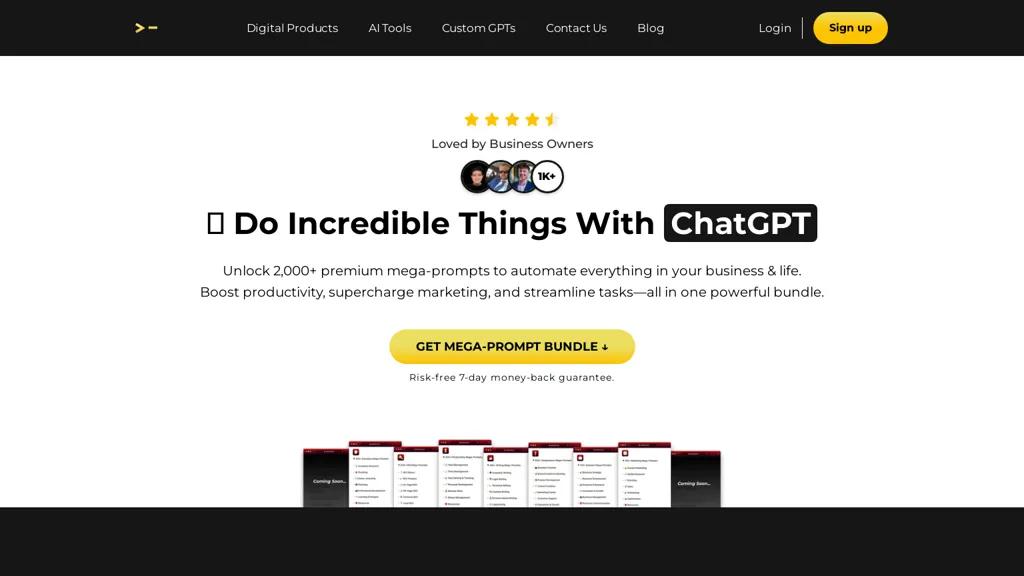 ChatGPT Mega-Prompts Bundle - AI Tool Review & Pricing | AI Tools Directory