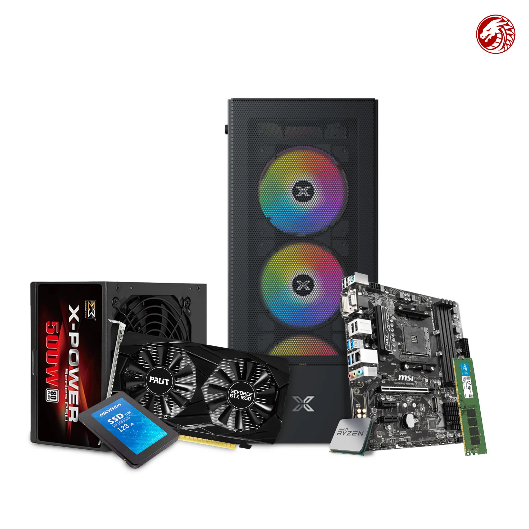 Bundle AMD Ryzen 3-4100 + B450M – 8 GB – 128 GB – GTX 1650 4GB – Compu Fast