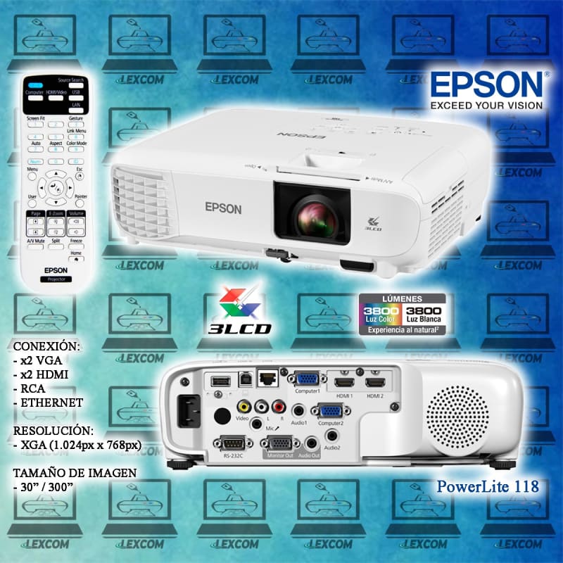 LEXCOM - PROYECTOR EPSON POWERLITE 118