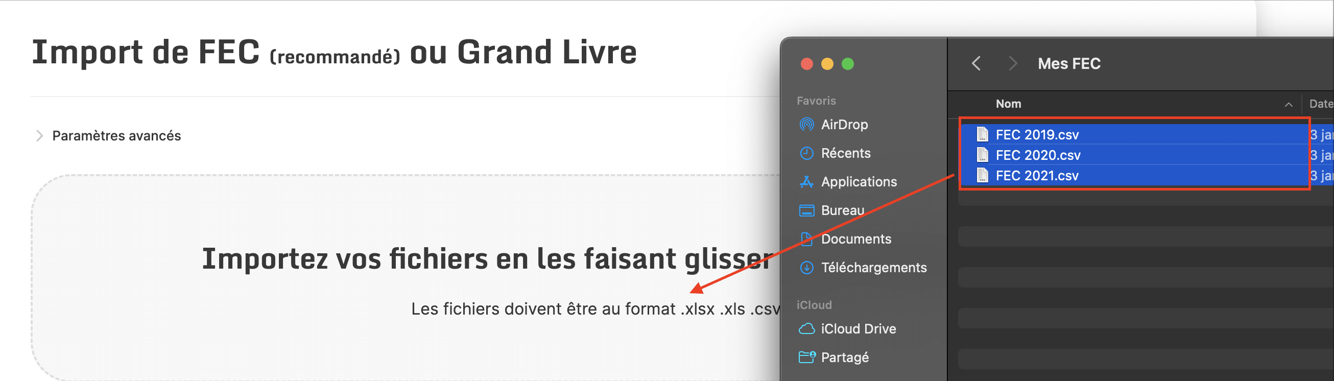 Procédure d'import de FEC sur Finthesis