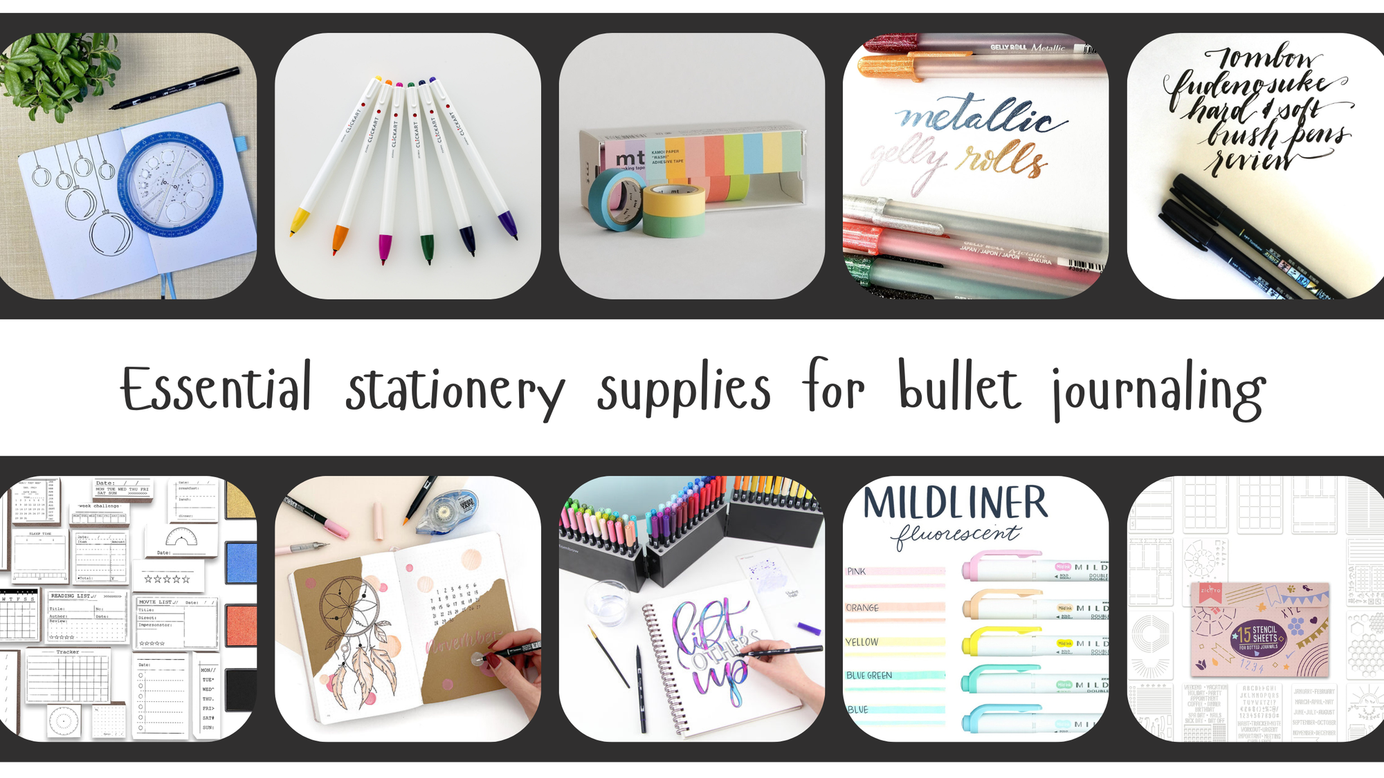 Essential stationery supplies for bullet journaling