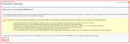 Setup multi language for Salesforce Org: Translation Workbench
