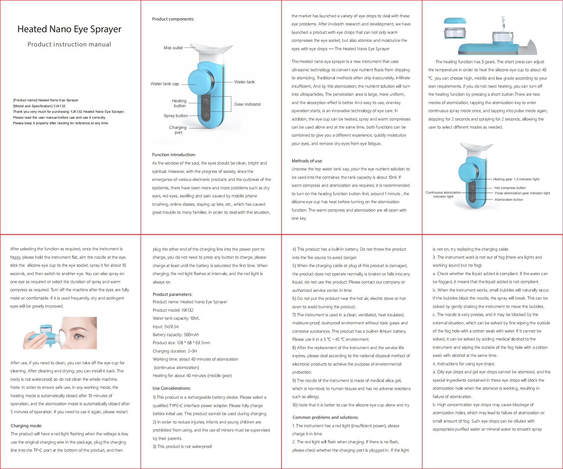 Qingsen Rechargeable Electric Eye Steamer Heated Nano Eye Mist Sprayer ...