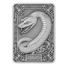 2025 1oz Fiji Snake .999 Silver High Relief Antique Coin Bar ...