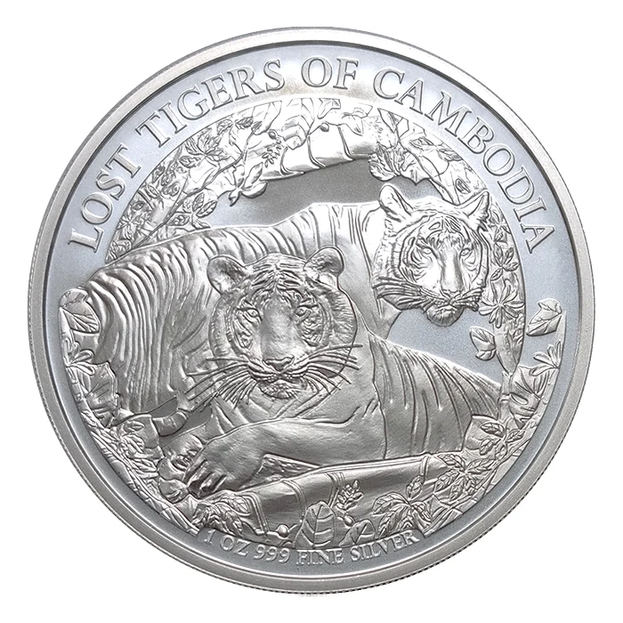 2024 1 oz Cambodia Lost Tigers of Cambodia 999 Silver BU Coin