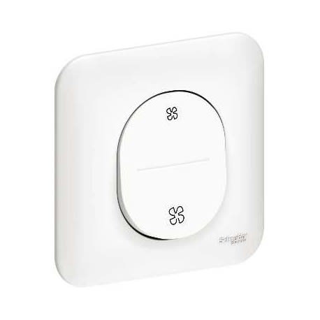 Interrupteur pour VMC - 2 vitesses sans arrêt avec plaque Blanc - S260233