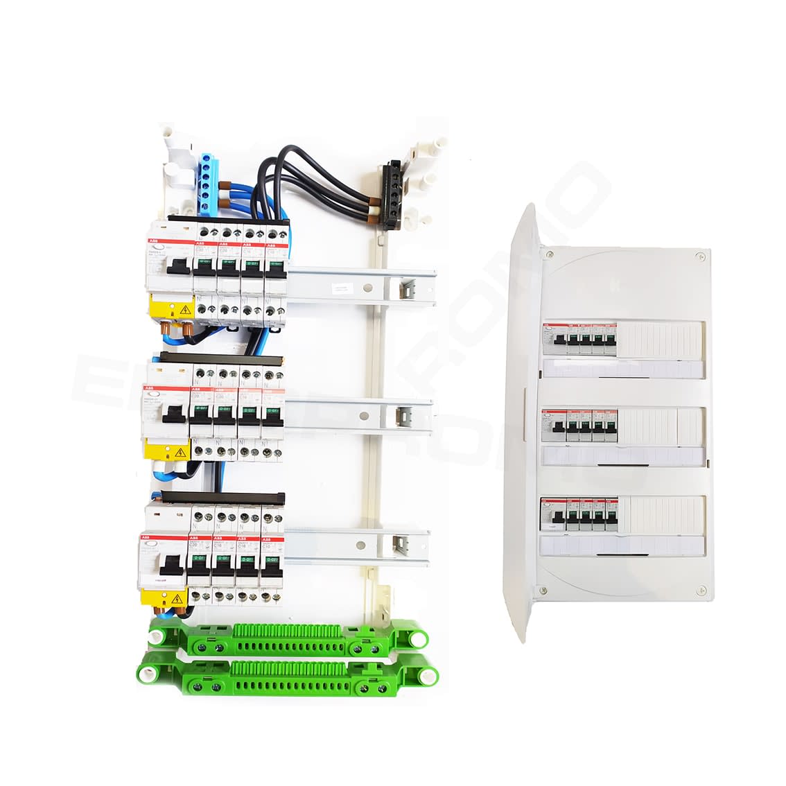 ABB Tableau électrique prééquipé 3 rangées-1ID 40A- 2ID 40AC -12 ...