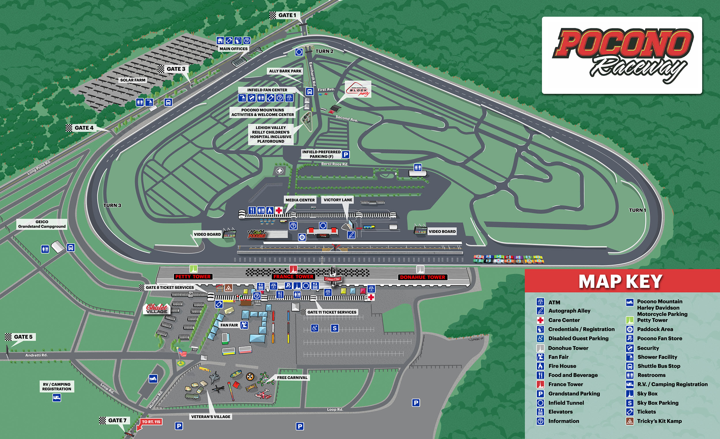 Facility Map - Pocono Raceway - The Tricky Triangle