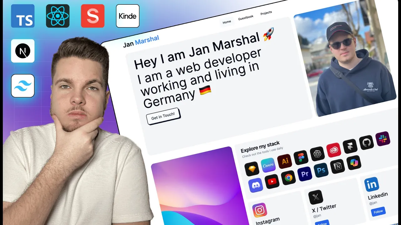 Create a modern portfolio website with Next.js.14, Tailwind, Kinde ...