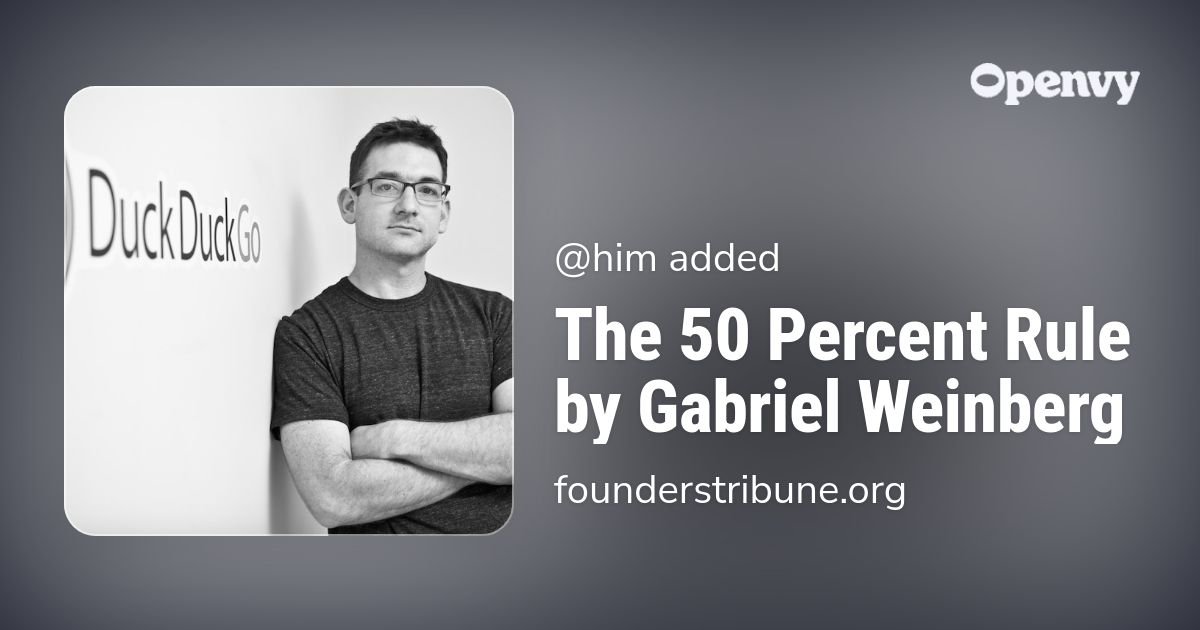 The 50 Percent Rule by G... by Himanshu Khanna on Openvy