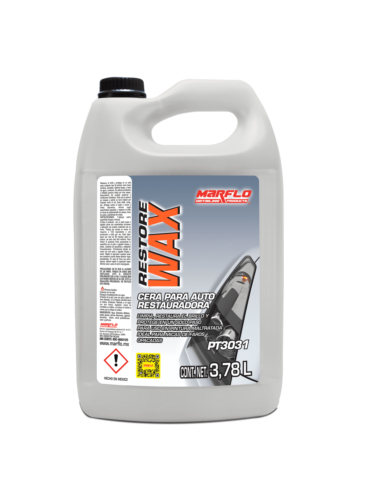 Cera para auto restauradora Restore Wax 3.78L PT3031 Marflo Detailing